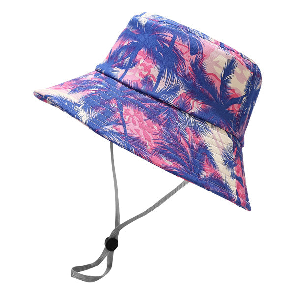 Blue Palms Bucket Hat with Drawstring