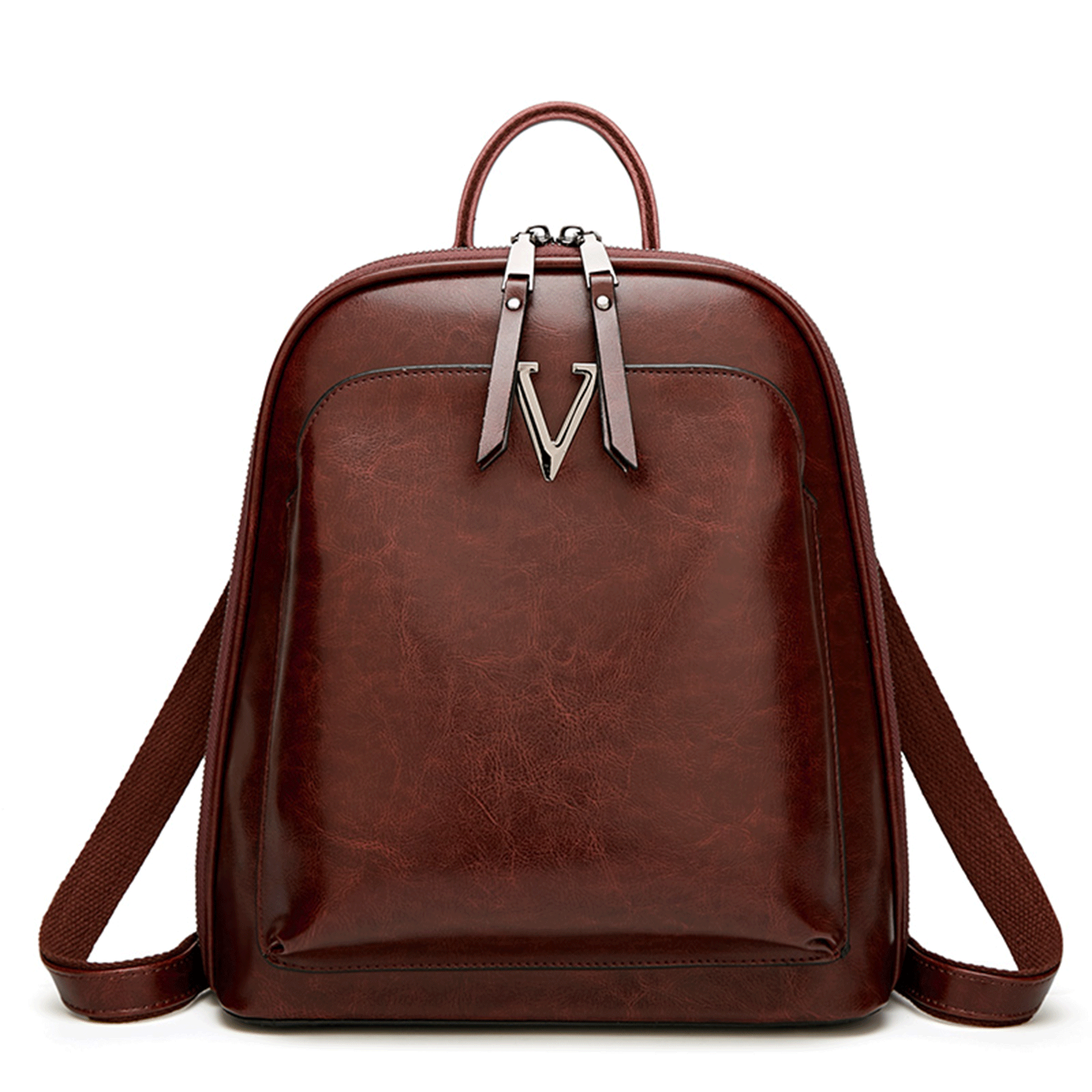 Ladies Classic V PU Leather Anti-Theft Backpack - 6013