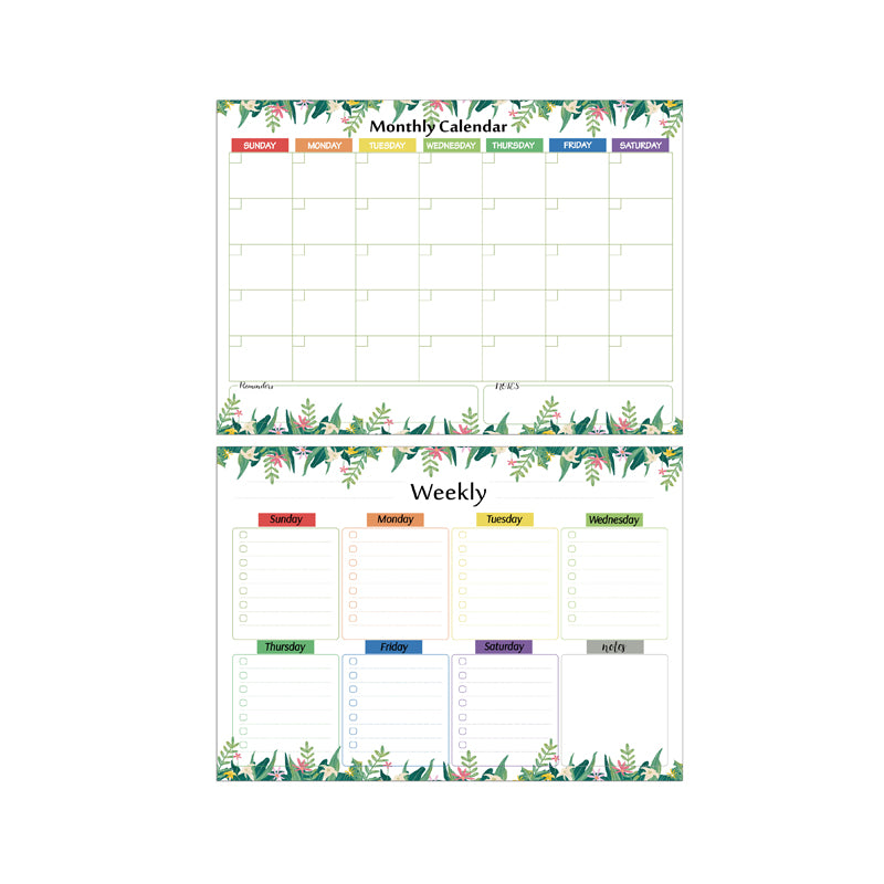 Magnetic Monthly Calendar and Weekly Note Taking Planner – Flowering F
