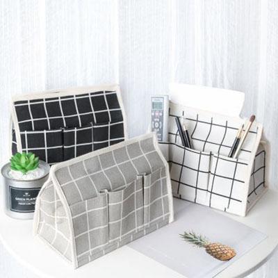 Multi Pockets Table Top Storage Organiser-Check Printed