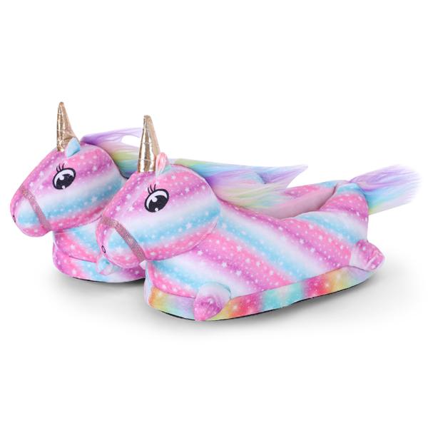 Pink and Blue Starry Fluffy Unicorn Slippers