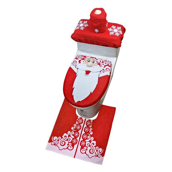 Red Santa Christmas Bathroom Decor | 3pc